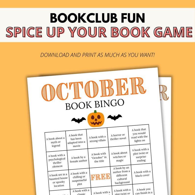 Fall Book Bingo Bundle, Printable Book Bingo, Autumn Book Reads, Fall ...