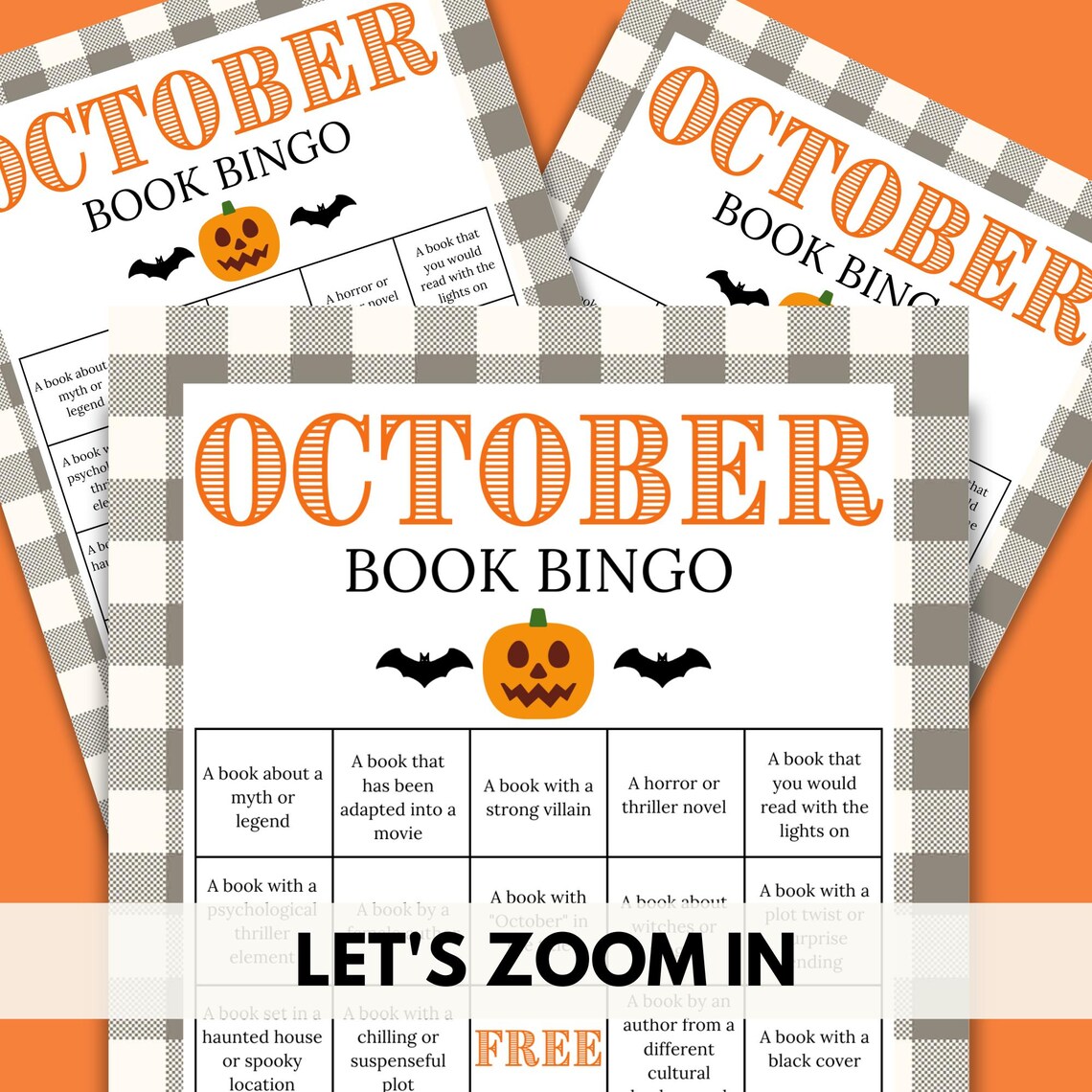 October Book Bingo, Printable Book Bingo, Monthly Book Bingo, Halloween ...