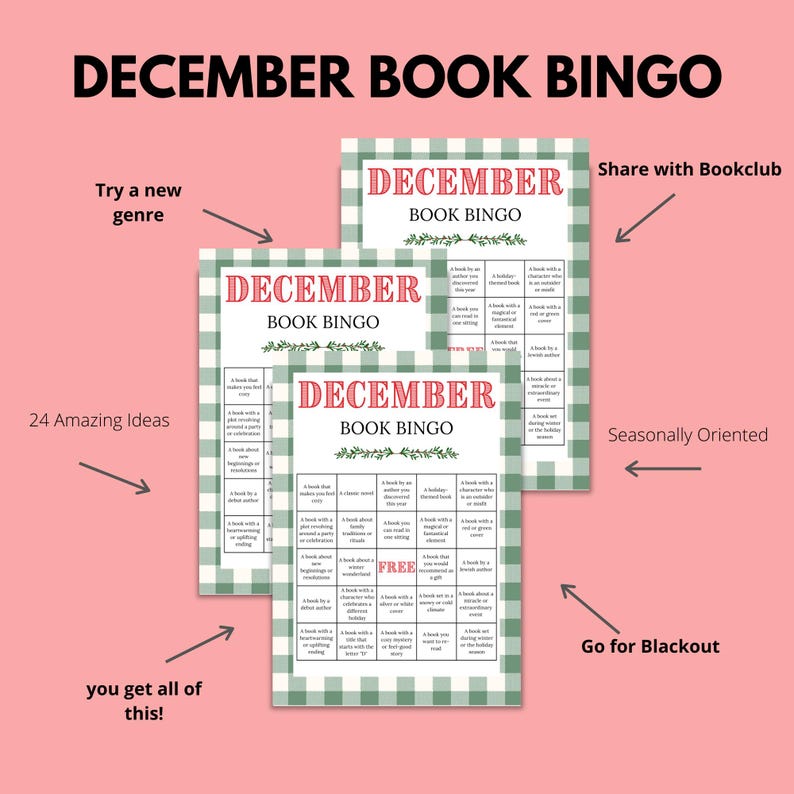 December Book Bingo, Christmas Book Bingo, Printable Bingo, Reading ...