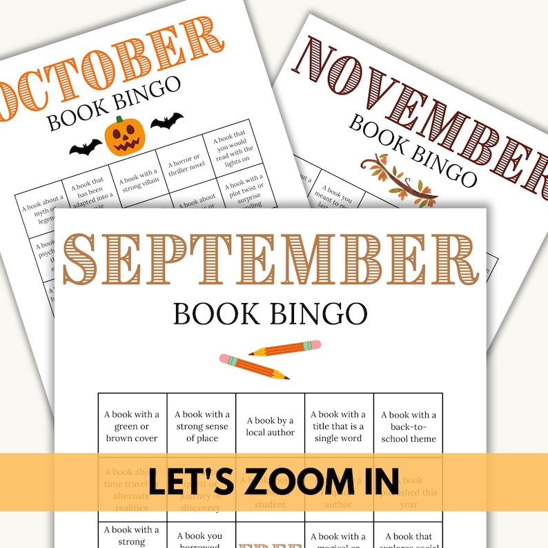 Fall Book Bingo Bundle, Printable Book Bingo, Autumn Book Reads, Fall ...
