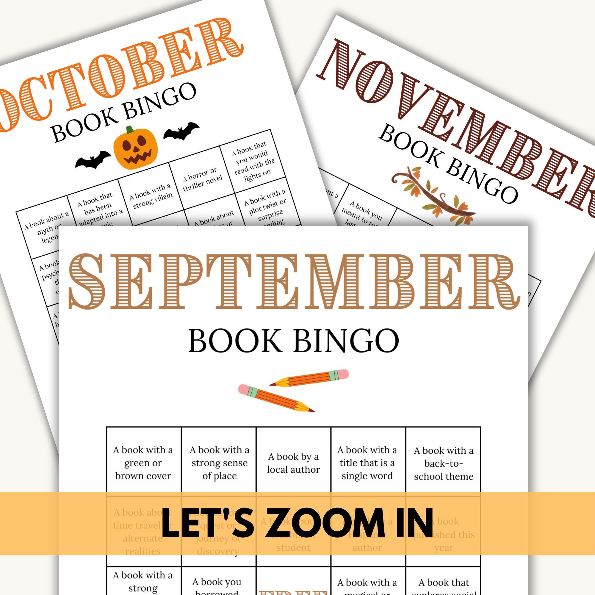 Fall Book Bingo Bundle, Printable Book Bingo, Autumn Book Reads, Fall ...