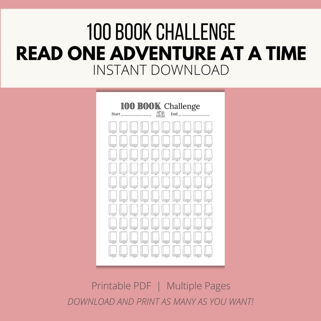 100 Book Challenge, Printable Book Challenge, One Hundred Book ...