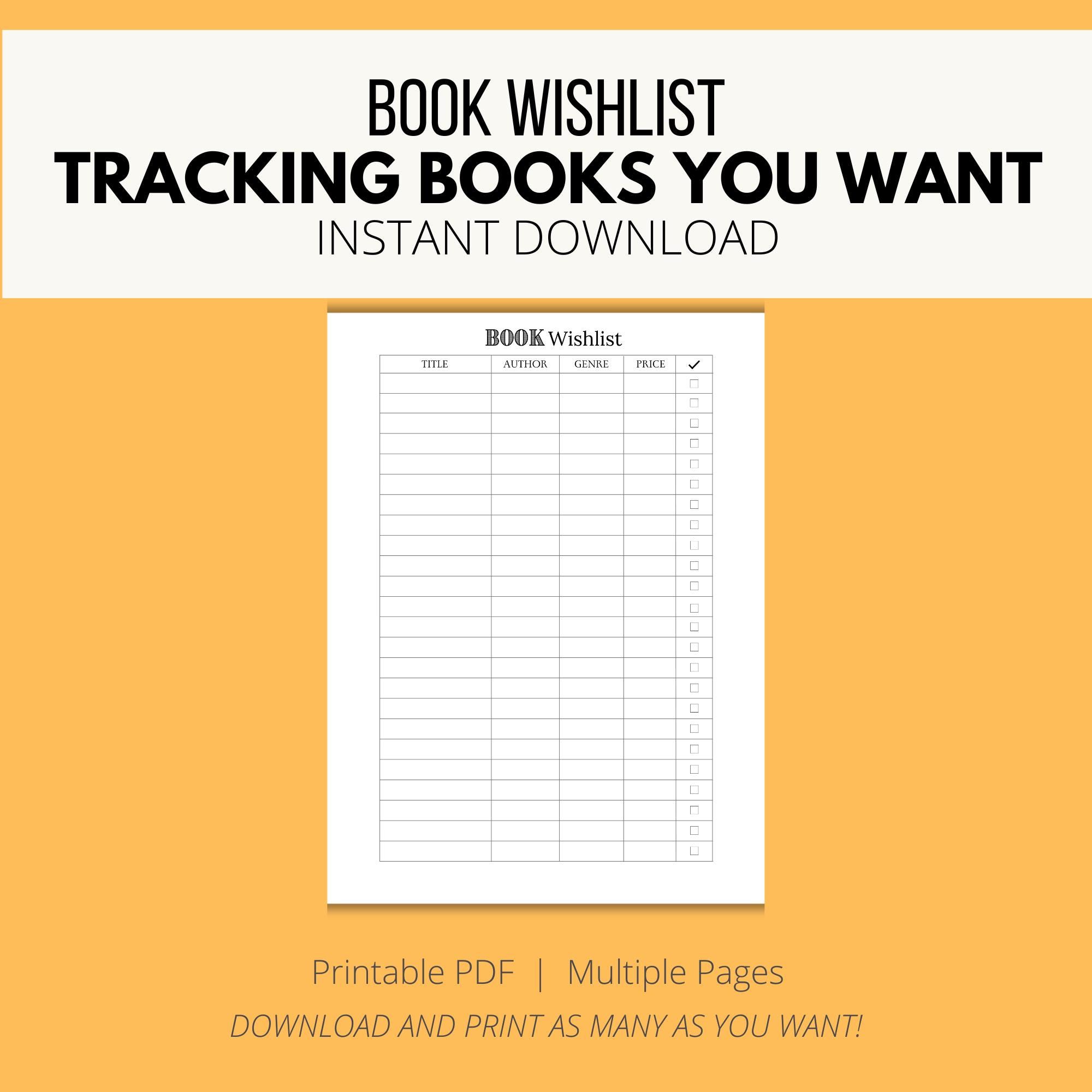 Book Wishlist Tracker, Printable Book Wishlist, Reading Wishlist ...