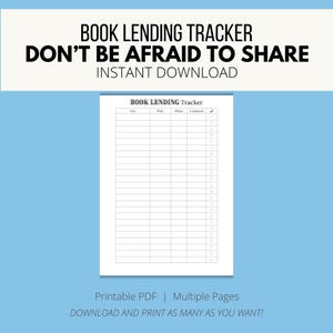 Printable Book Lending Tracker, Library Tracker, Book Journal Pages ...