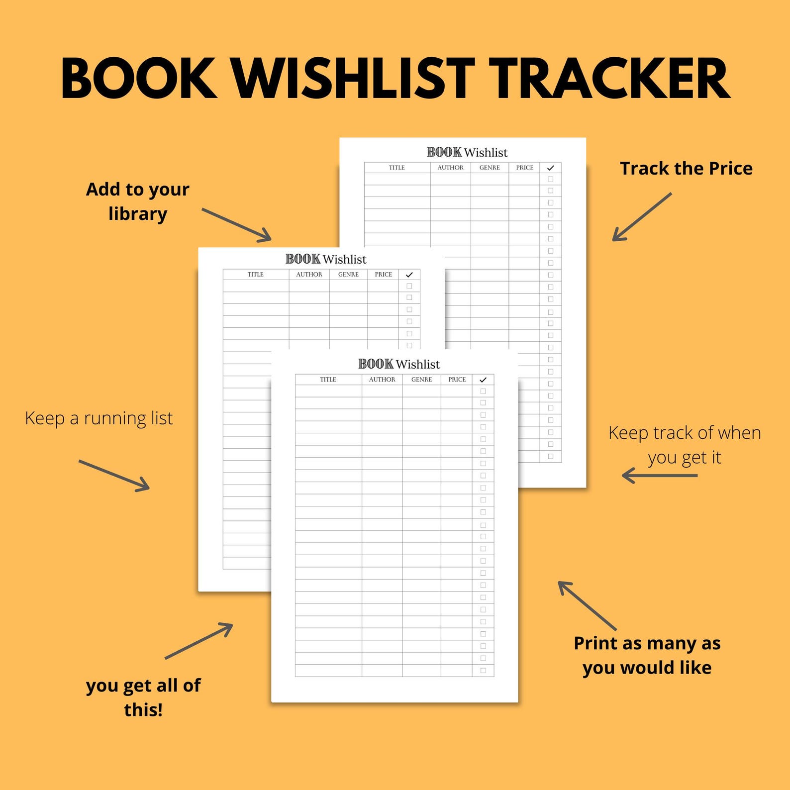 Book Wishlist Tracker, Printable Book Wishlist, Reading Wishlist ...