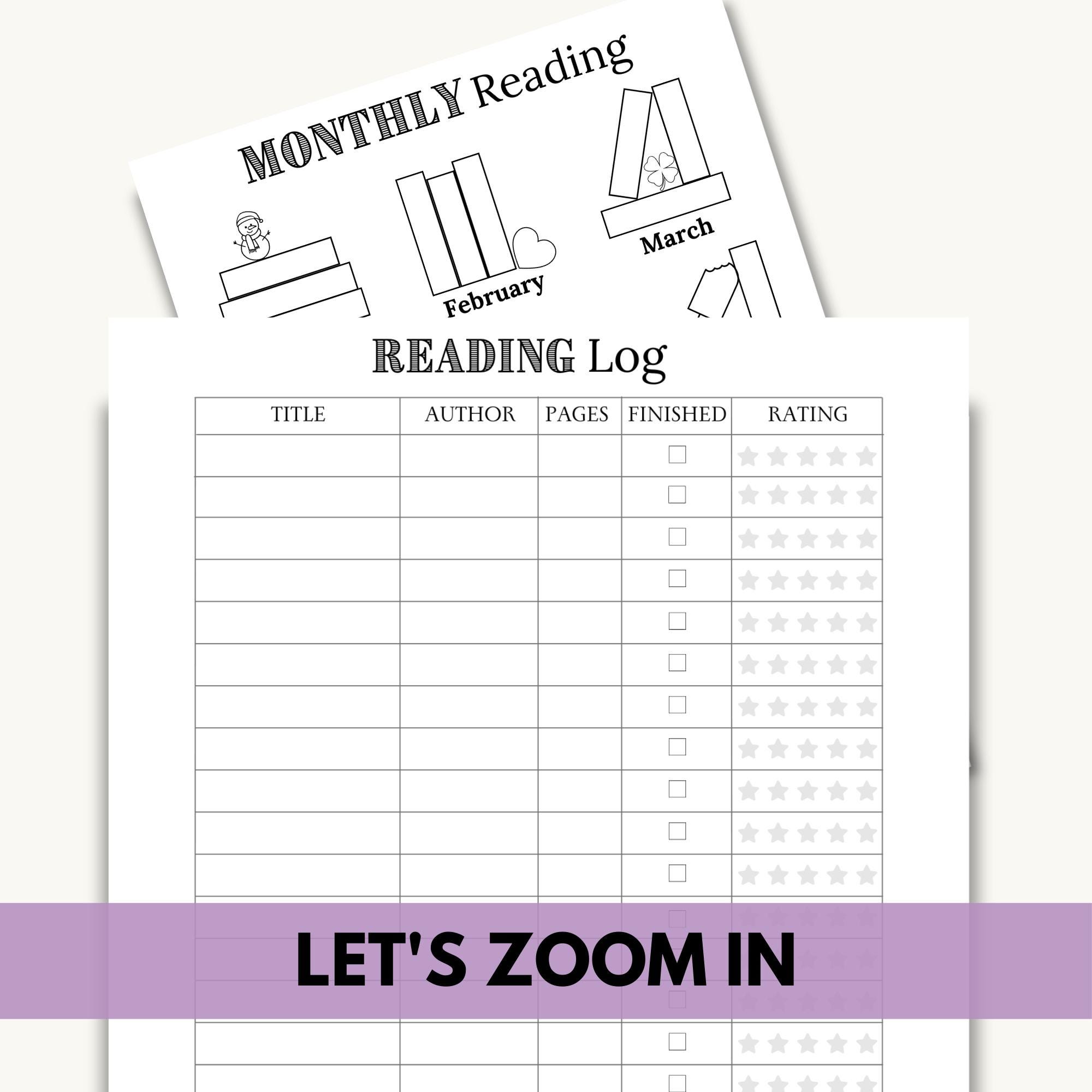 Monthly Book Tracker, Reading Tracker, Yearly Reading Bookshelf Tracker ...