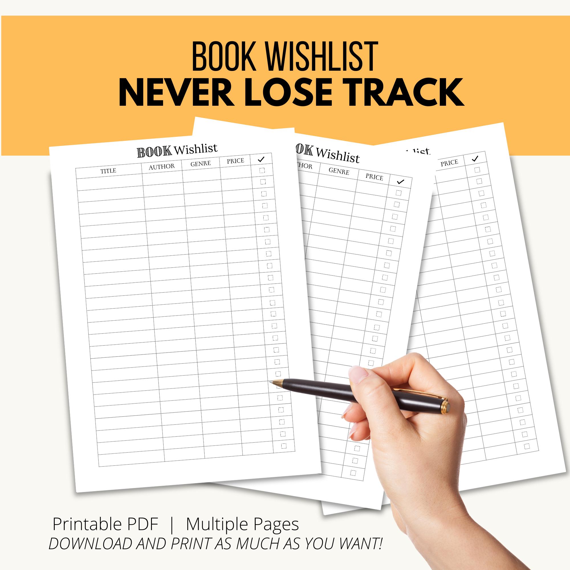 Book Wishlist Tracker, Printable Book Wishlist, Reading Wishlist ...