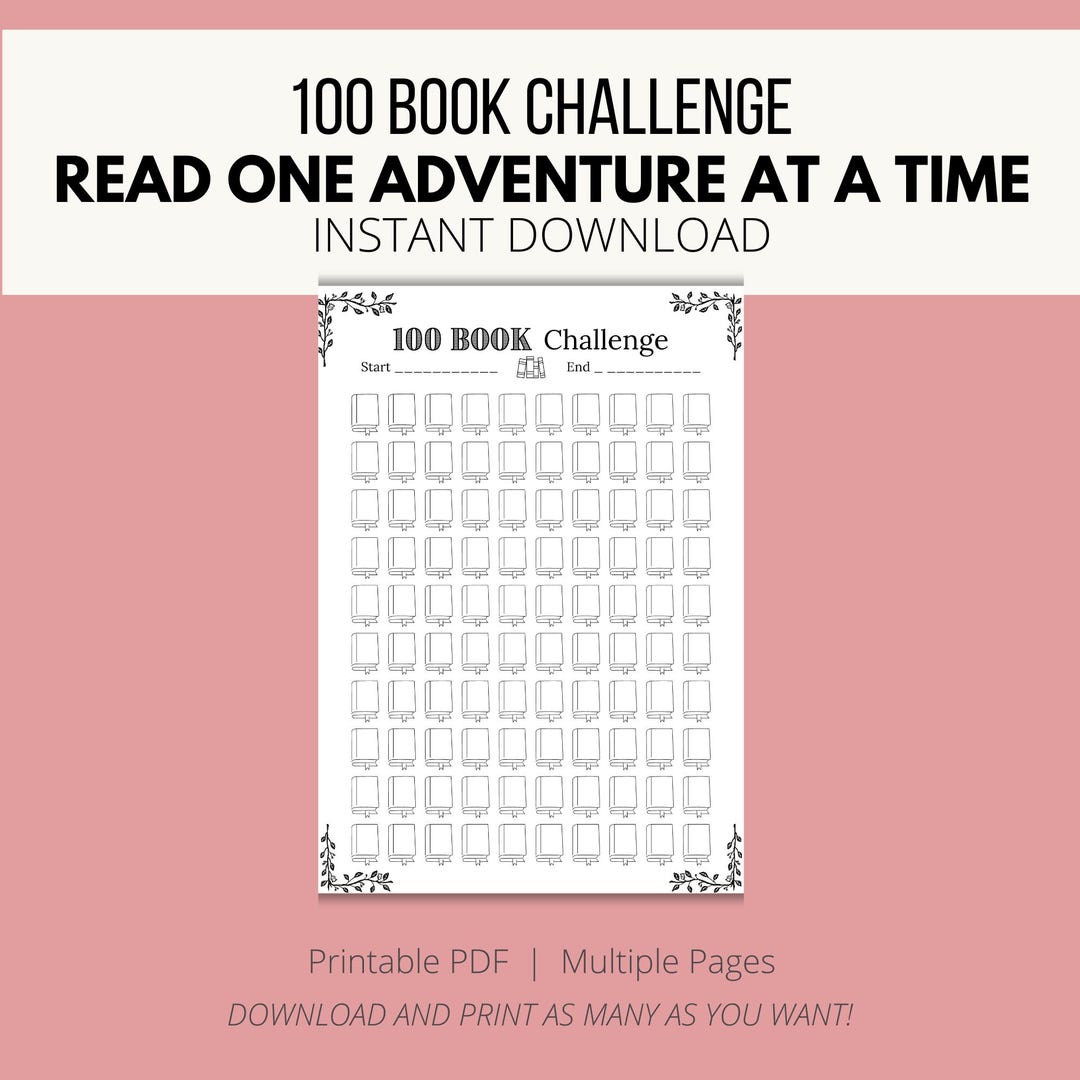 100 Book Challenge, Printable Book Challenge, One Hundred Book ...
