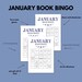 January Book Bingo, Winter Bingo, Book Club Activity, Bookish Fun ...