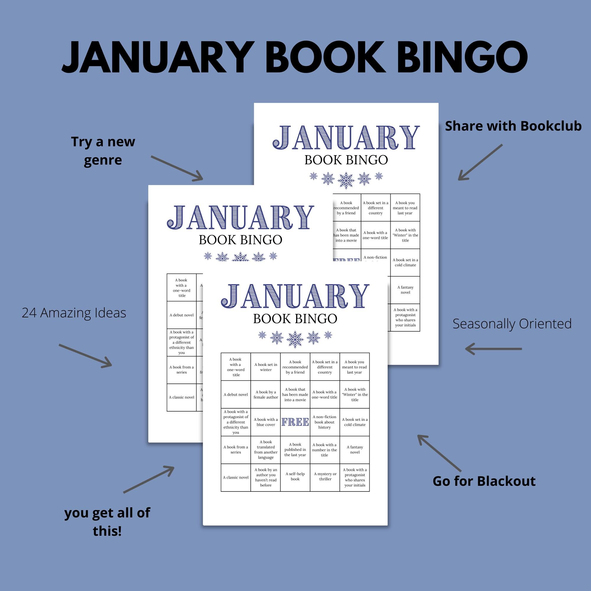 January Book Bingo, Winter Bingo, Book Club Activity, Bookish Fun ...