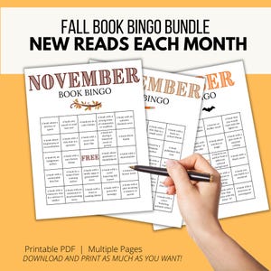 Fall Book Bingo Bundle, Printable Book Bingo, Autumn Book Reads, Fall ...