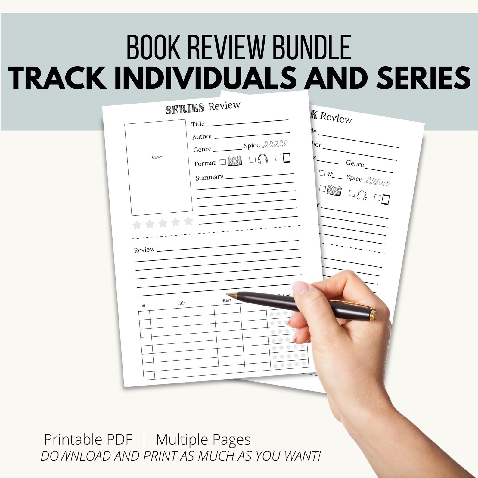 Book Review Bundle, Book and Series Review, Printable Book Reviews ...