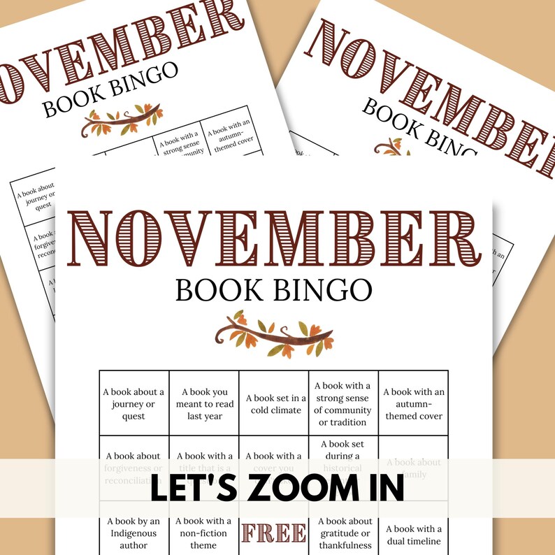November Book Bingo, Monthly Book Bingo, Fall Reading Games, Reading ...