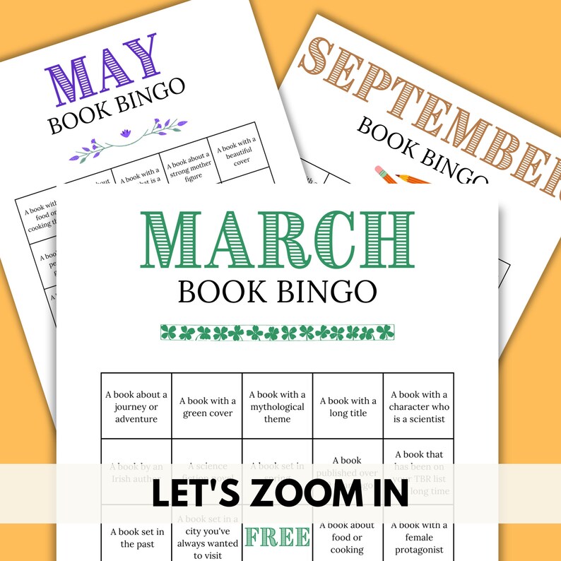Monthly Book Bingo, Book Lovers Bingo, Adult Book Bingo Template ...