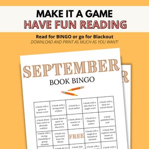 September Book Bingo, Printable Book Bingo, Fall Book Bingo, Reading ...