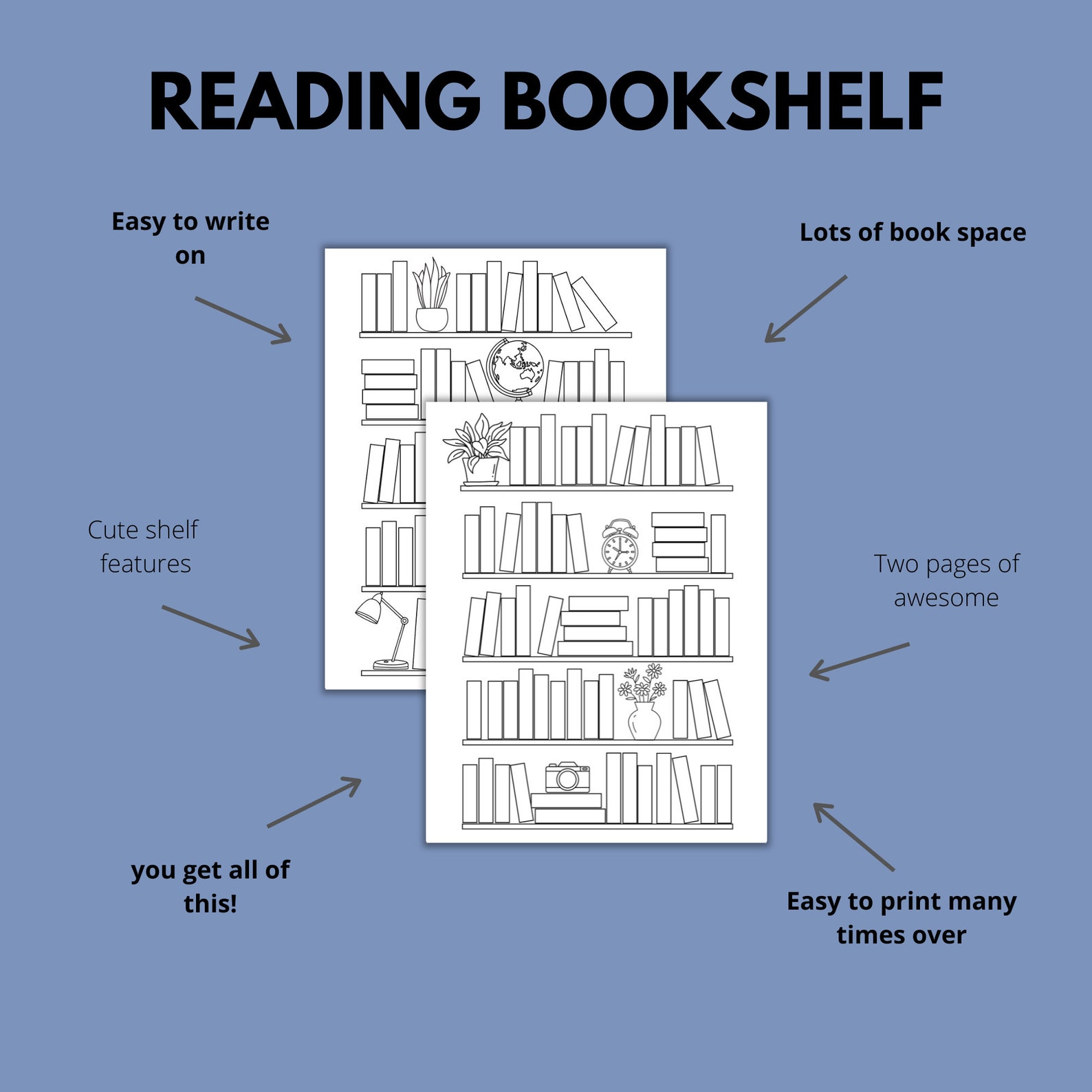 Printable Bookshelf Tracker, Reading Bookshelf, Book Tracker, Book ...