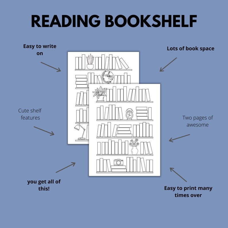 Printable Bookshelf Tracker, Reading Bookshelf, Book Tracker, Book ...