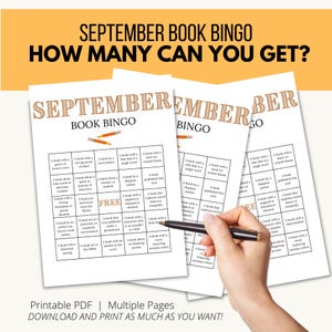 September Book Bingo, Printable Book Bingo, Fall Book Bingo, Reading ...