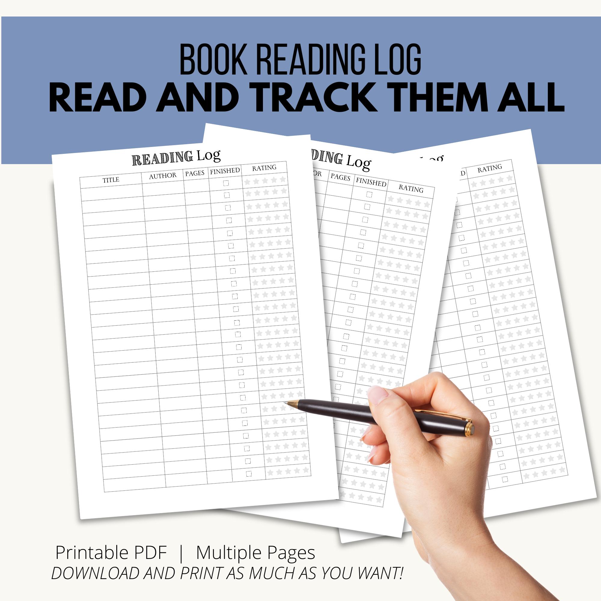Printable Reading Log, Book Reading Log, Book Tracker, Reading Log ...