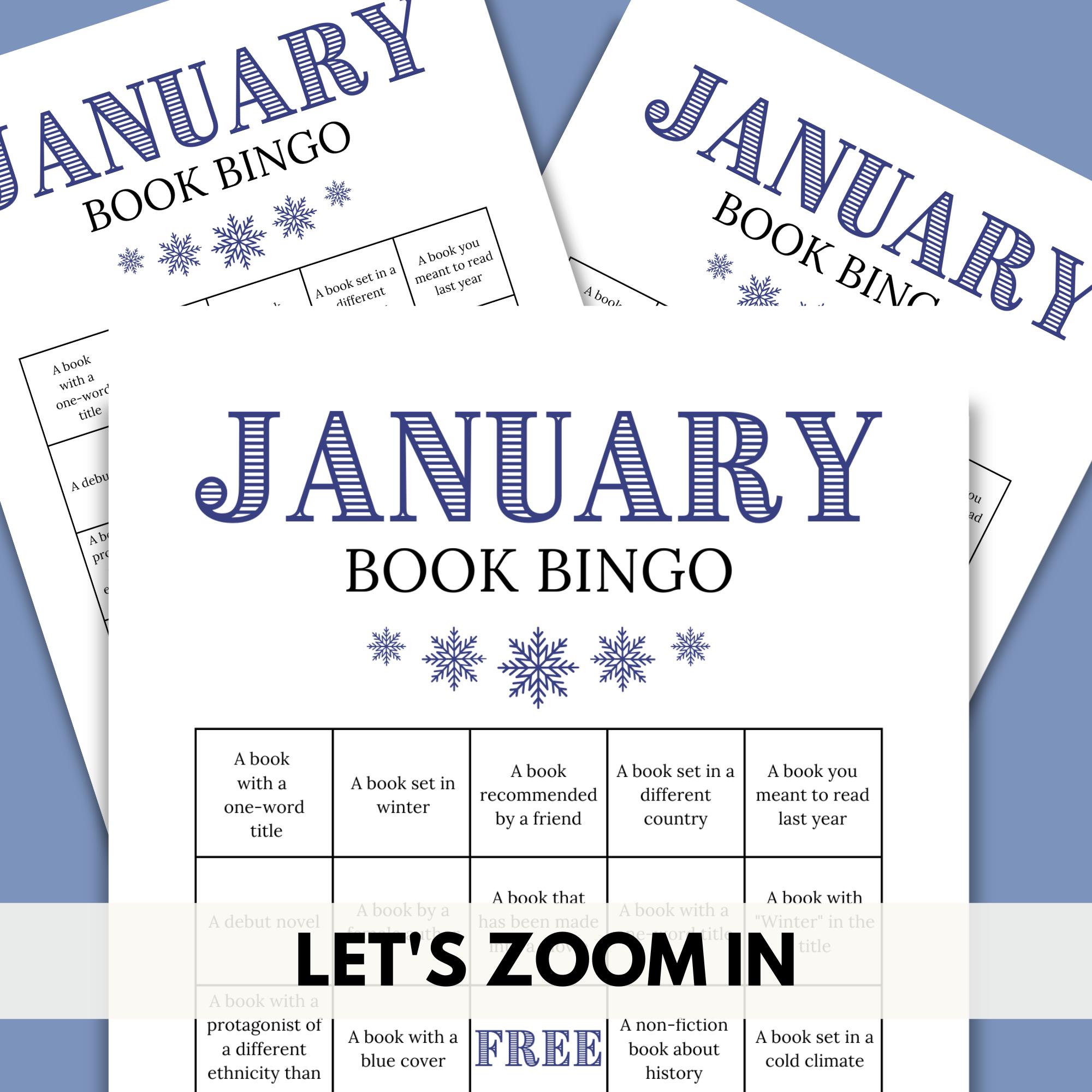 January Book Bingo, Winter Bingo, Book Club Activity, Bookish Fun ...