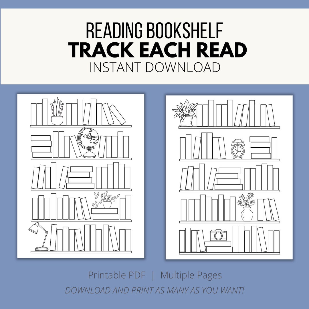 Printable Bookshelf Tracker, Reading Bookshelf, Book Tracker, Book ...