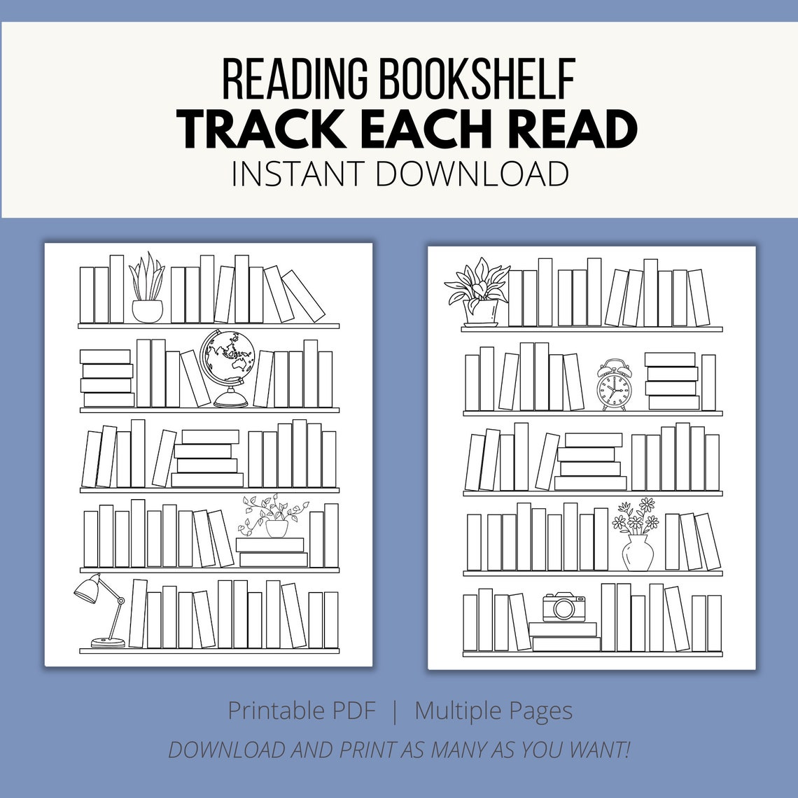 Printable Bookshelf Tracker, Reading Bookshelf, Book Tracker, Book ...