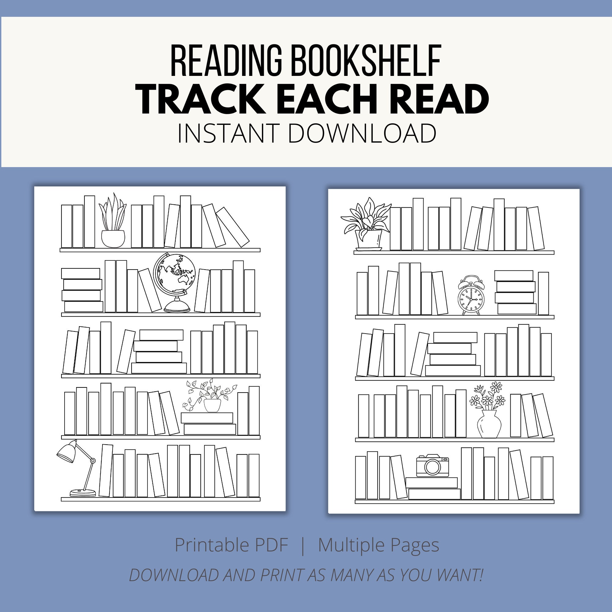Printable Bookshelf Tracker, Reading Bookshelf, Book Tracker, Book ...