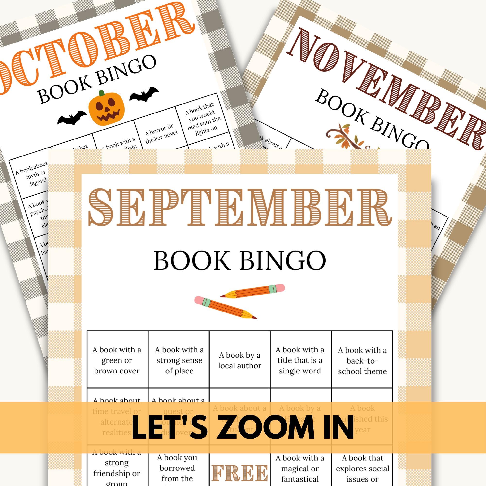 Fall Book Bingo Bundle, Printable Book Bingo, Autumn Book Reads, Fall ...