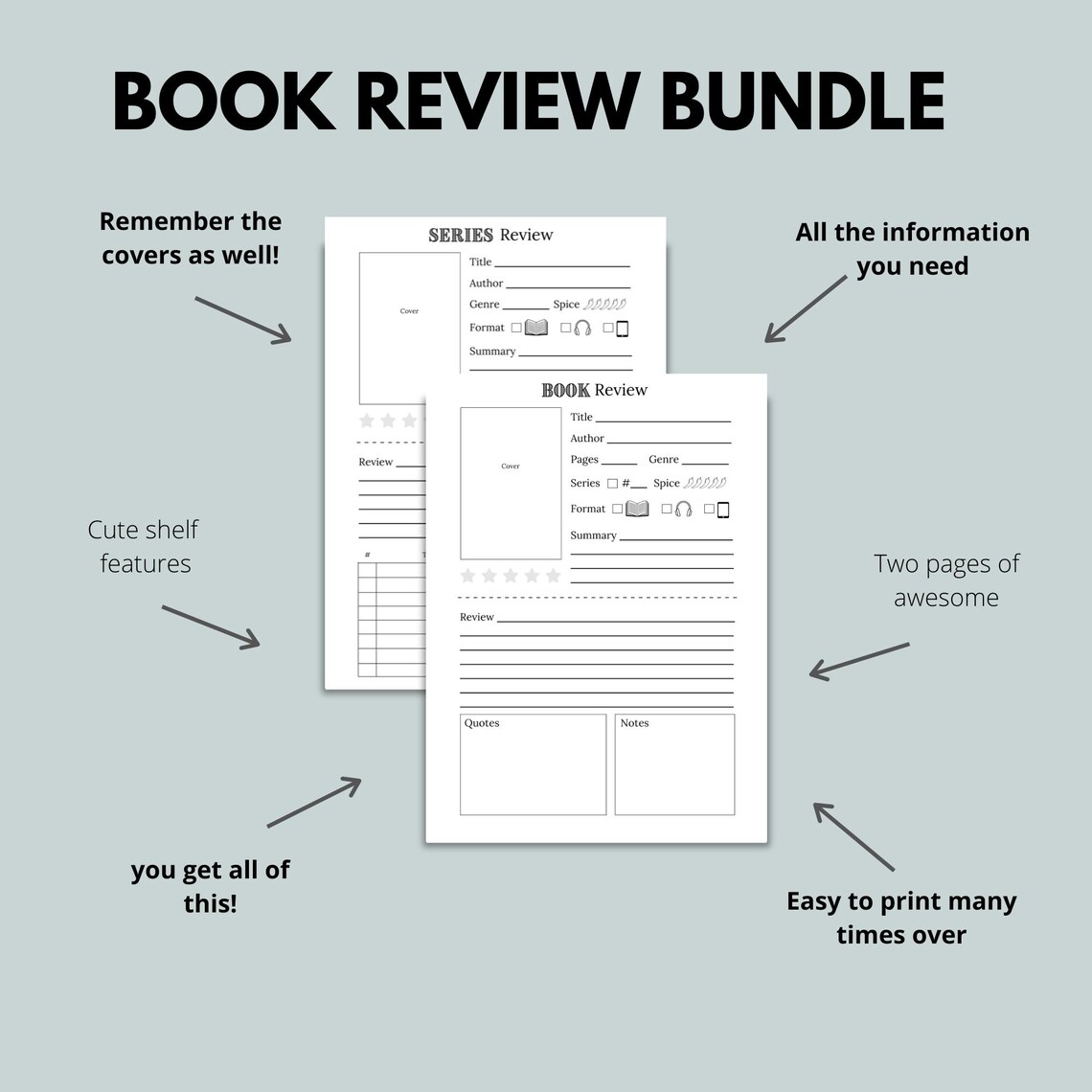 Book Review Bundle, Book and Series Review, Printable Book Reviews ...