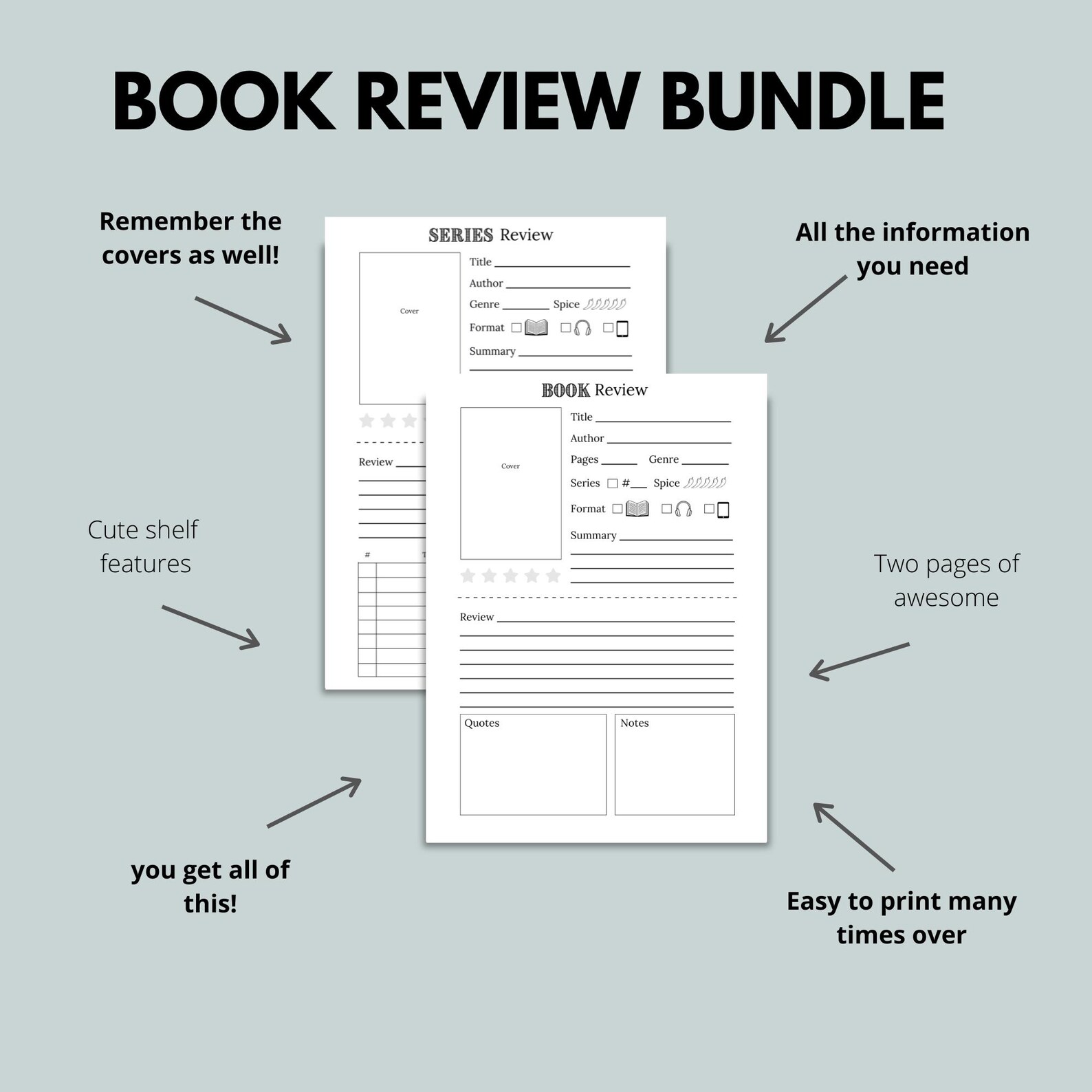 Book Review Bundle, Book and Series Review, Printable Book Reviews ...