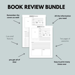 Book Review Bundle, Book and Series Review, Printable Book Reviews ...