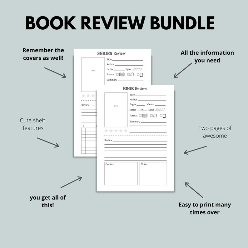 Book Review Bundle, Book and Series Review, Printable Book Reviews ...