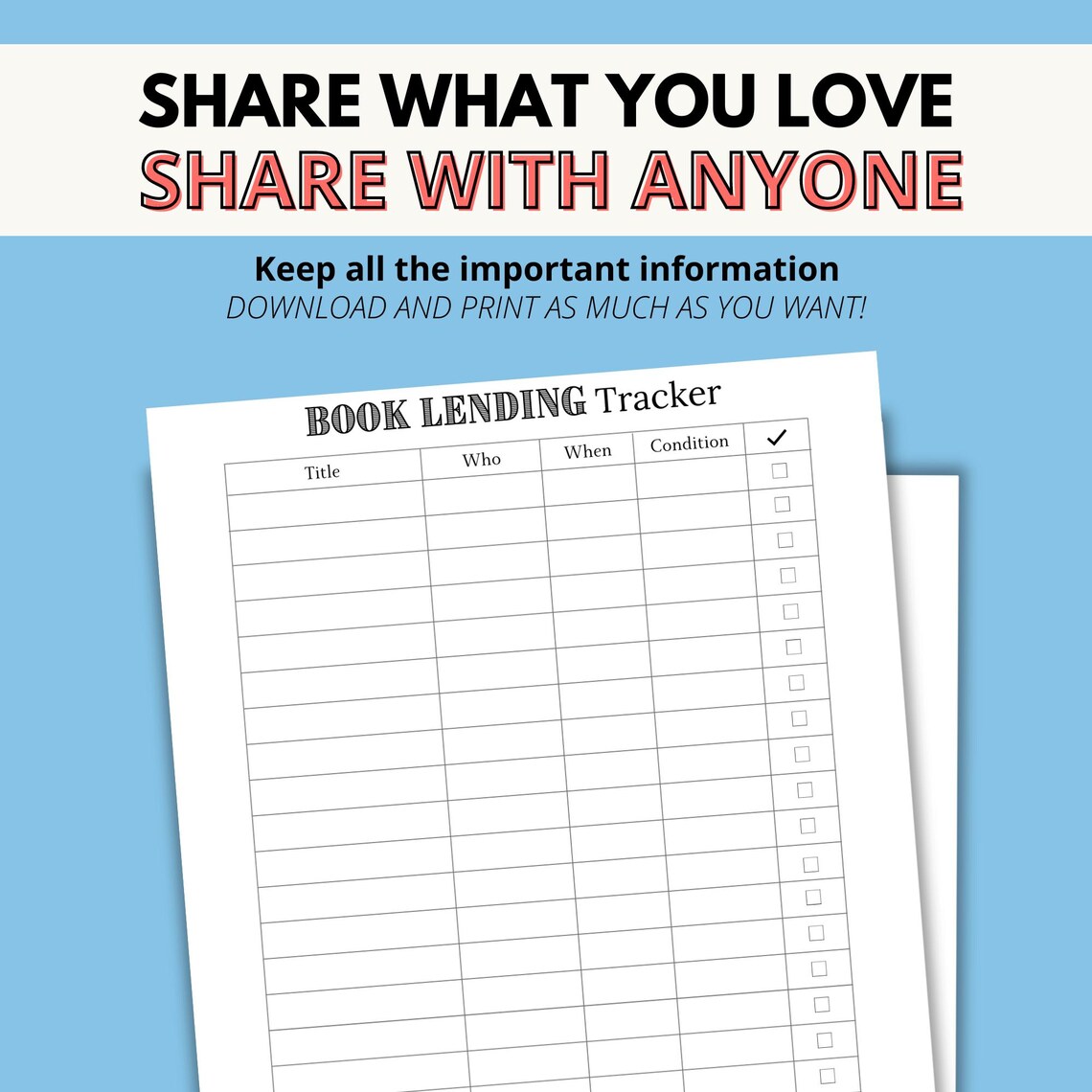 Printable Book Lending Tracker, Library Tracker, Book Journal Pages ...