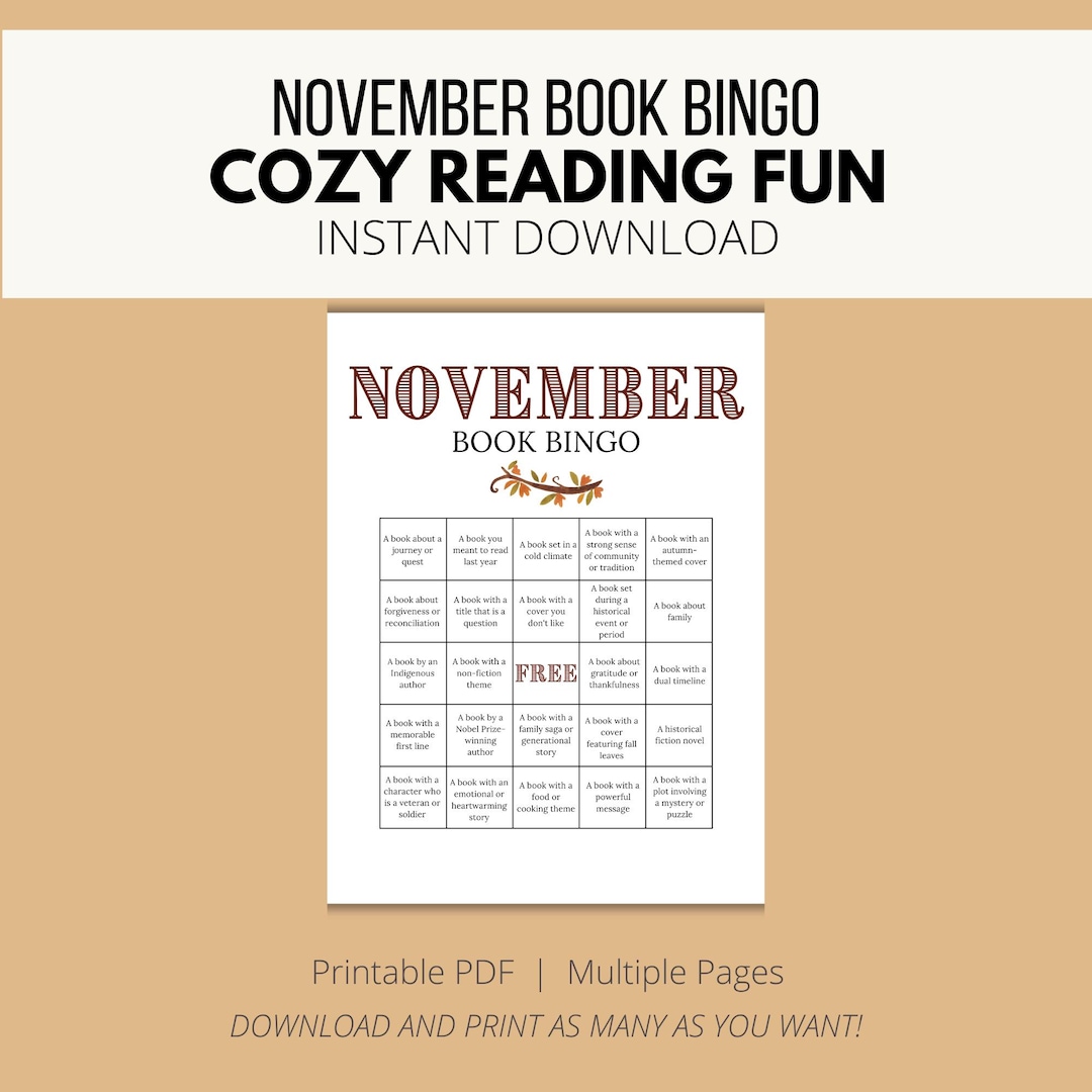 November Book Bingo, Monthly Book Bingo, Fall Reading Games, Reading ...