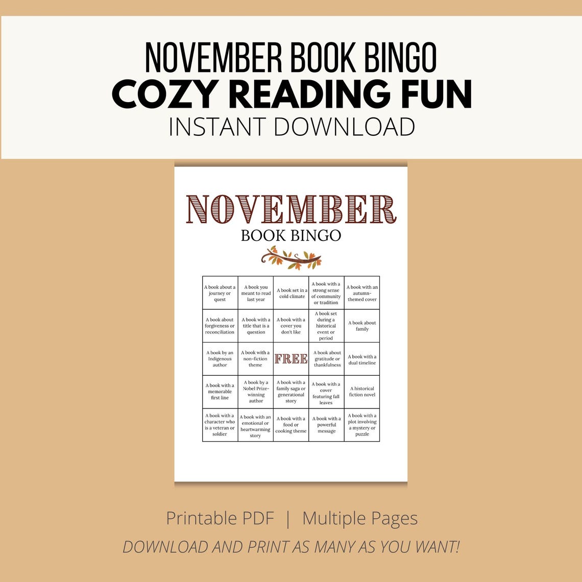 November Book Bingo, Monthly Book Bingo, Fall Reading Games, Reading ...