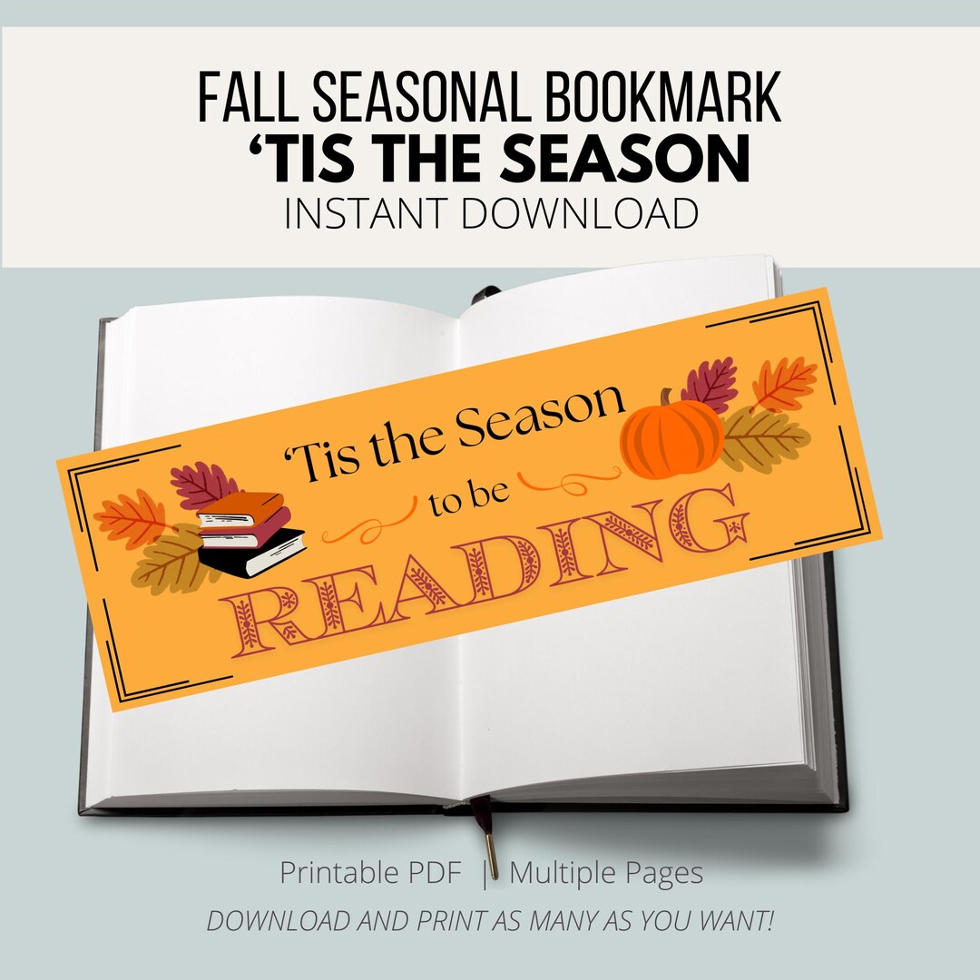 Printable Fall Bookmark, Autumn Bookmark, Printable Bookmark, Fall ...