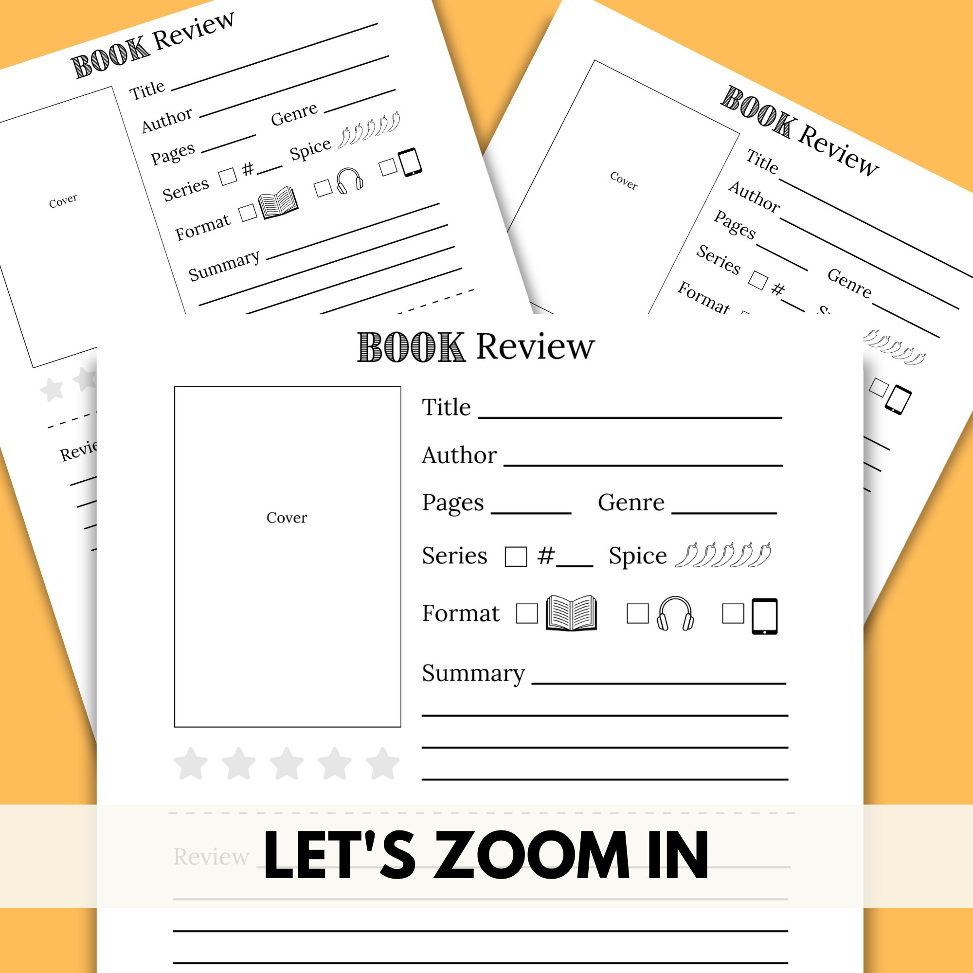 Book Review Printable, Digital Print Book Log, Literary Review, Book ...
