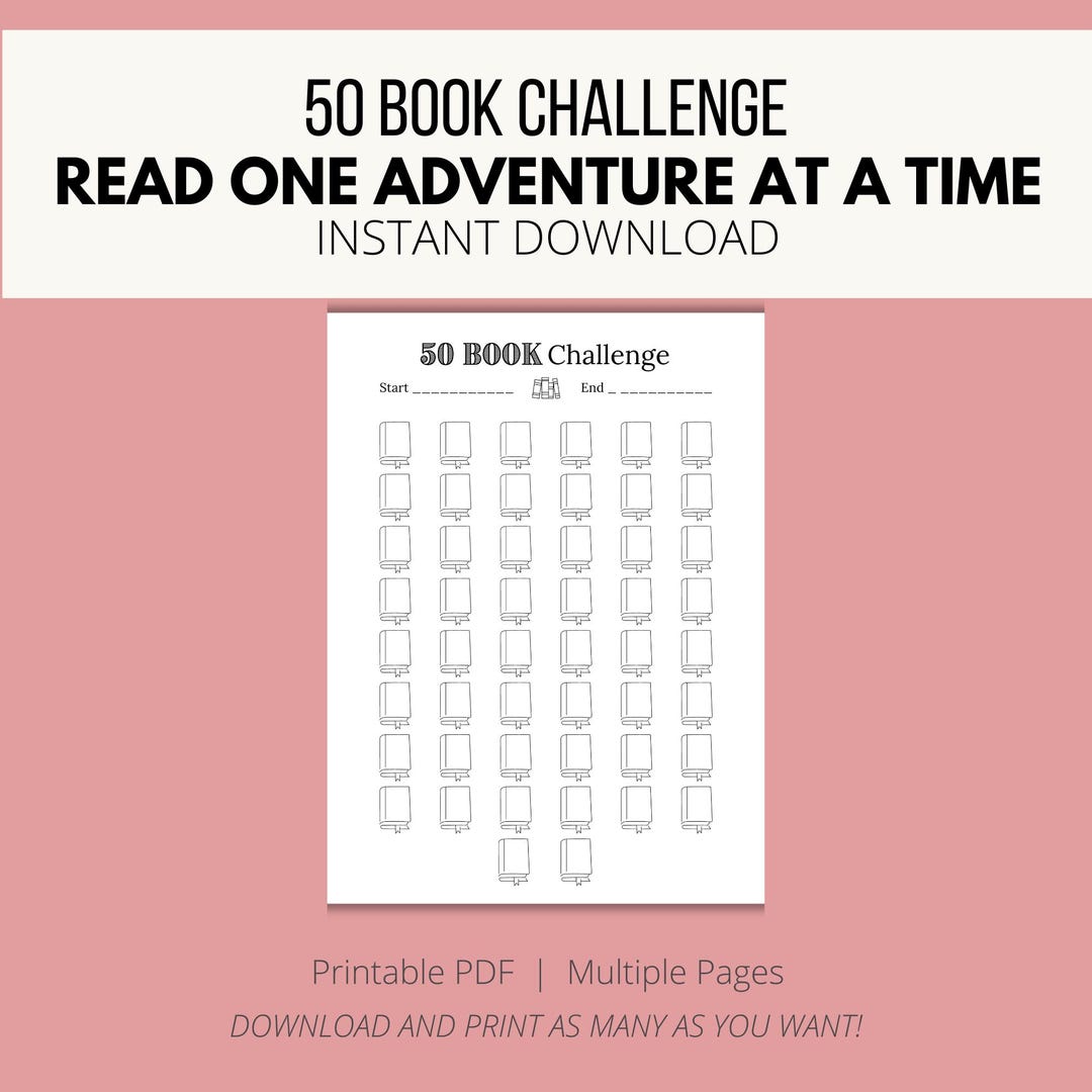 50 Book Challenge, Printable Book Challenge, Reading Challenge, Book ...