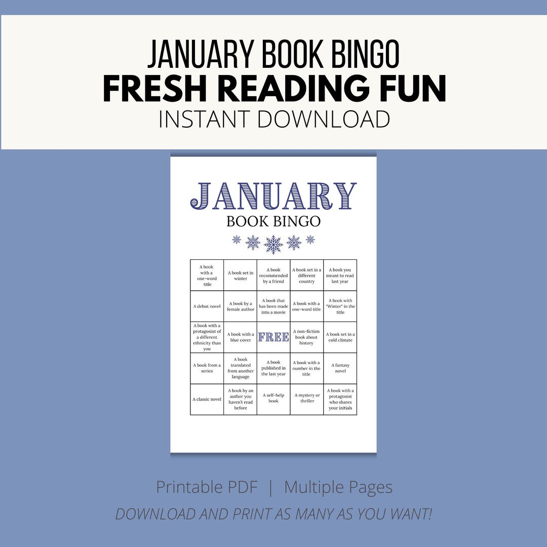 January Book Bingo, Winter Bingo, Book Club Activity, Bookish Fun ...