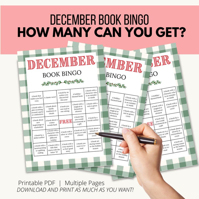 December Book Bingo, Christmas Book Bingo, Printable Bingo, Reading ...