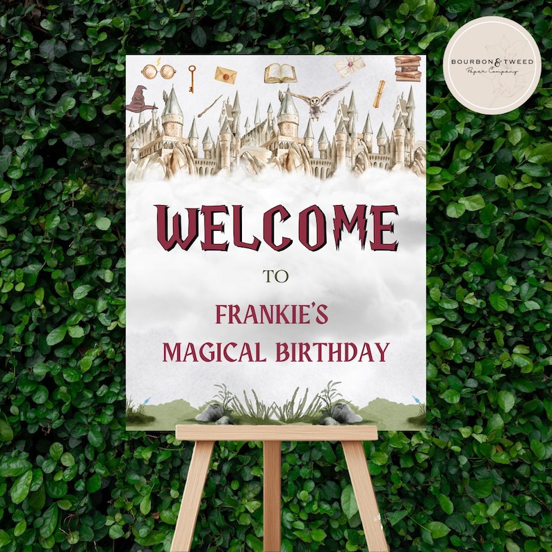 Harry Potter Welcome Sign, Wizard Party Decor (edit on Canva, Instant ...