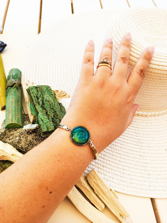Buy Resin Bracelet Green Planet Epoxy Resin Handmade Jewelry Online in India Etsy