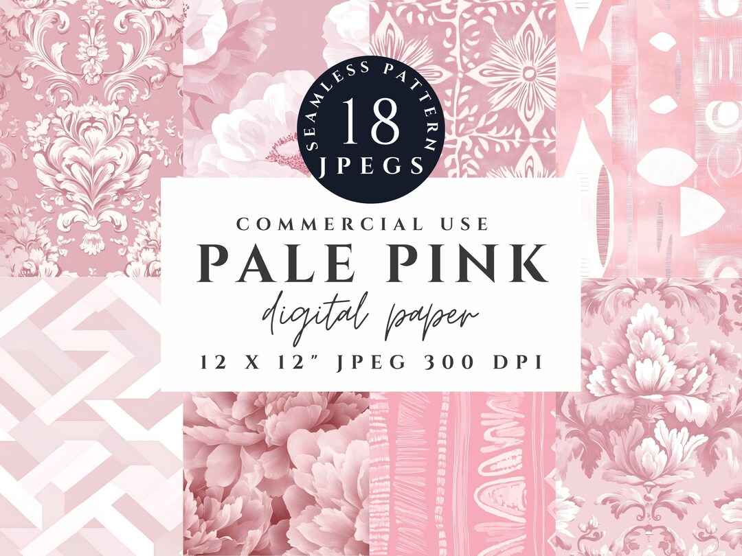 Pastel Pink Digital Paper, Pale Pink Floral Patterns, Seamless Textures ...