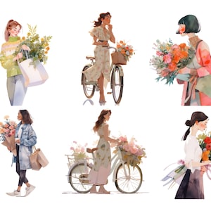 Flower Market Clipart Set | Floral Stall Illustrations, Watercolor ...