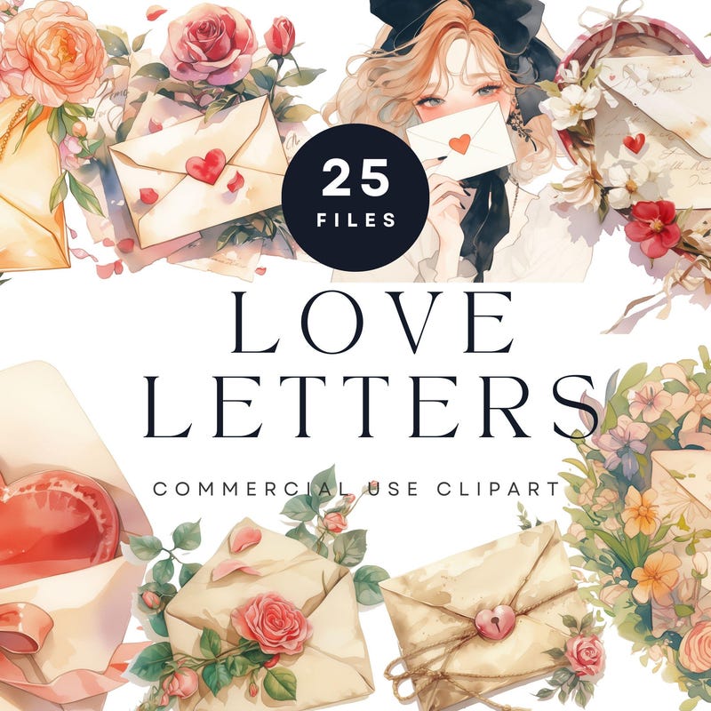 Valentine Envelope Clipart - Etsy