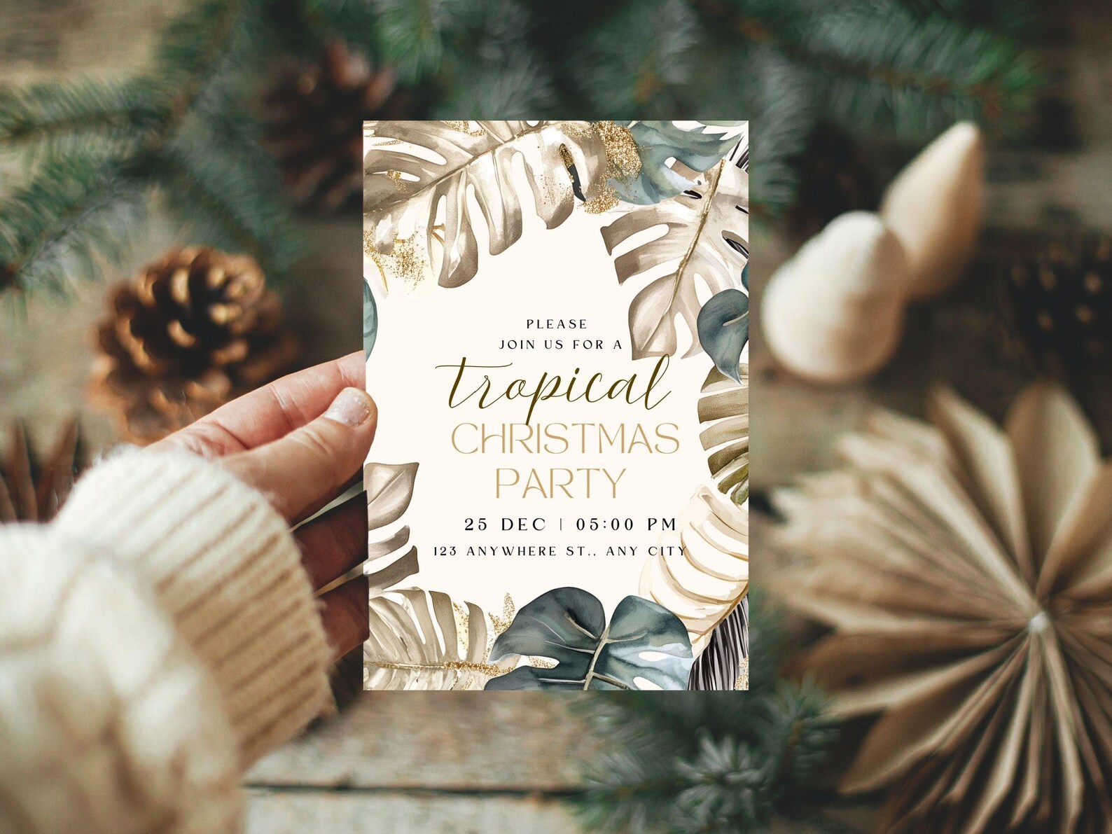 Tropical Christmas Clipart Collection - Watercolour Beach Holiday, Palm ...