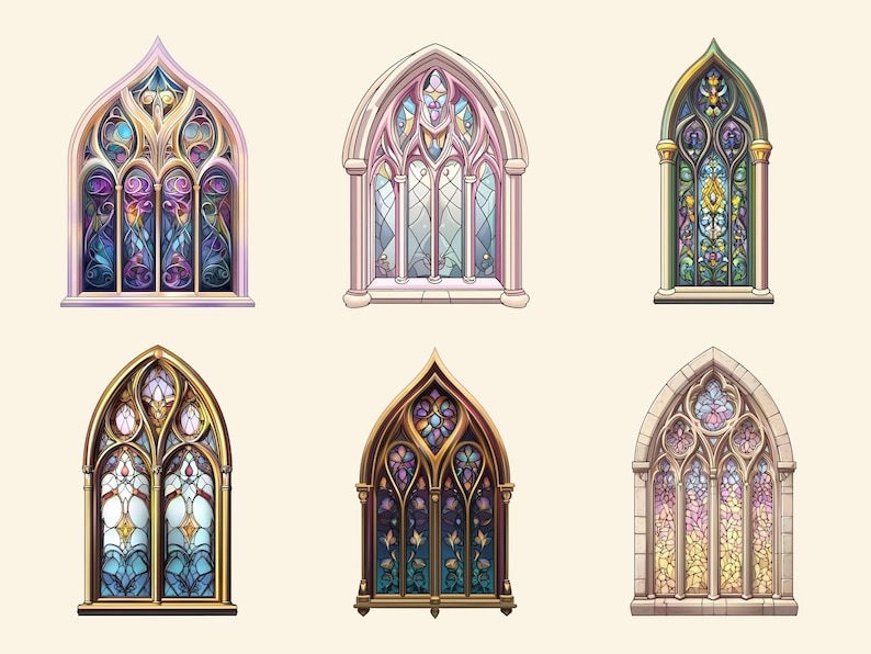 Gothic Stained Glass Clipart Bundle – Vintage Windows, Church and ...