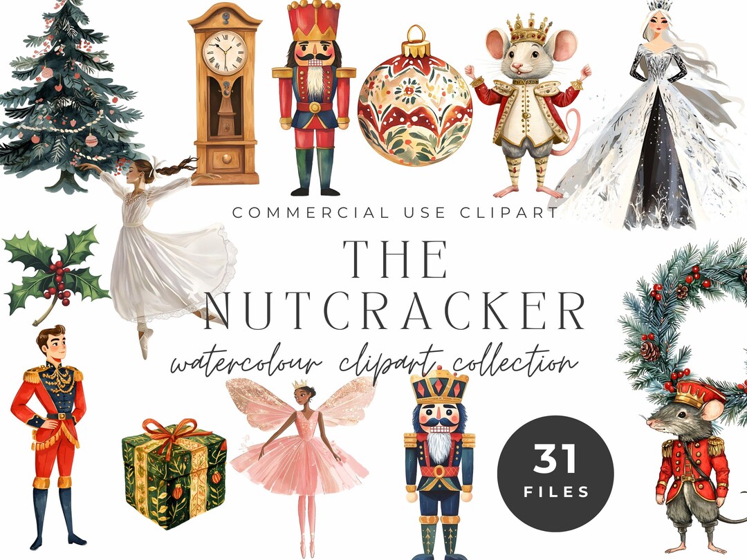 Nutcracker Clipart Collection - Watercolor Christmas Characters ...