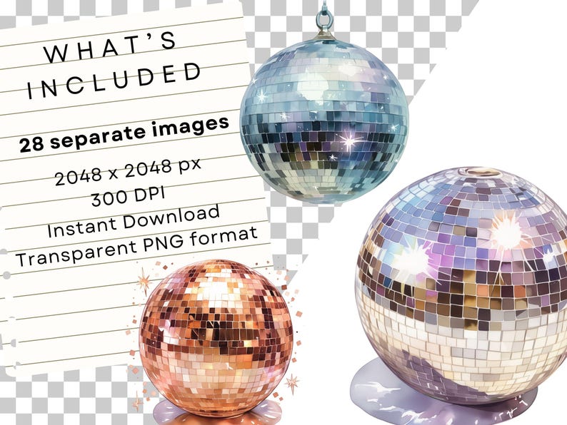 Disco Ball Clipart Bundle, Retro Party Graphics (digital Download) - Etsy