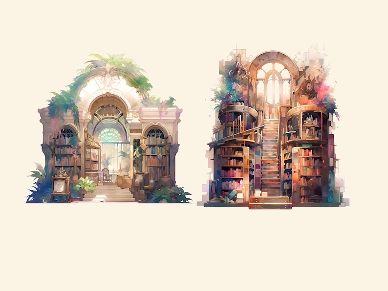 Secret Library Clipart Collection | Fantasy Bookshelves, Enchanted ...